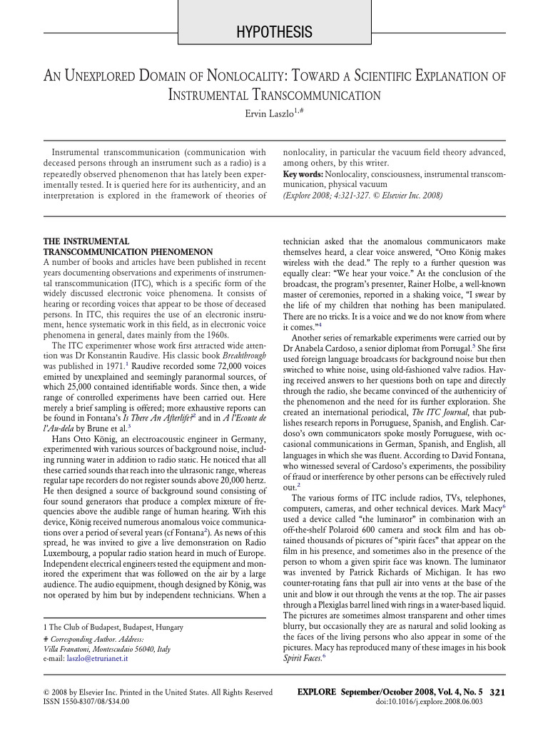 2008 Toward A Scientific Explanation of Instrumental Transcommunication ...
