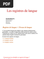 LES REGISTRES DE LANGUE Exercices | PDF | Linguistique | Grammaire
