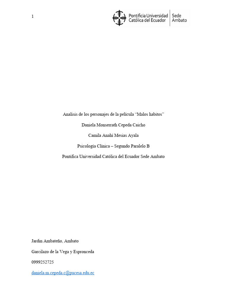 Analisis de Los Personajes | PDF | Conceptos psicologicos | Sicología