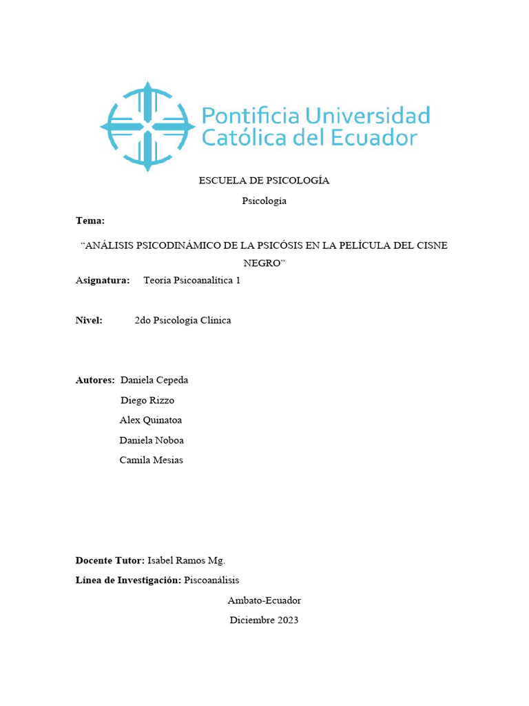 PIF - Black Swang | PDF | Sicología | Conceptos psicologicos