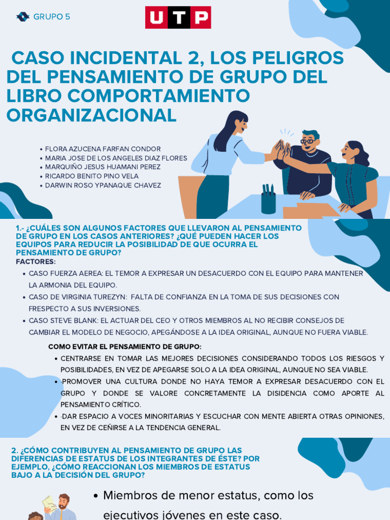 Caso Incidental 2, Los Peligros Del Pensamiento de Grupo Del Libro ...