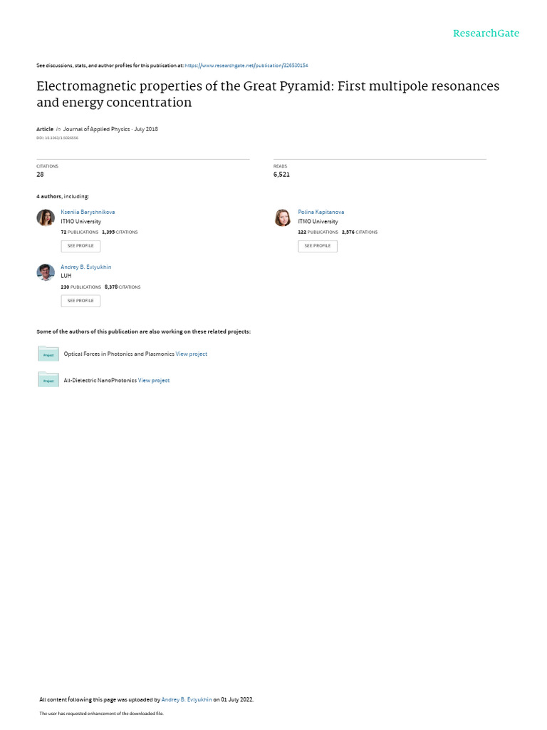 Ciência - Electromagnetic Properties of The Great Pyramid | PDF ...