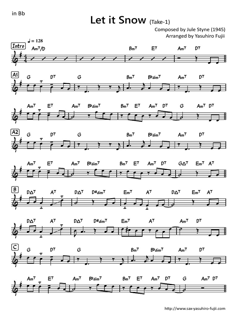 Let It Snow - Easy Solo Example For Tenor Sax (Take-1) | PDF
