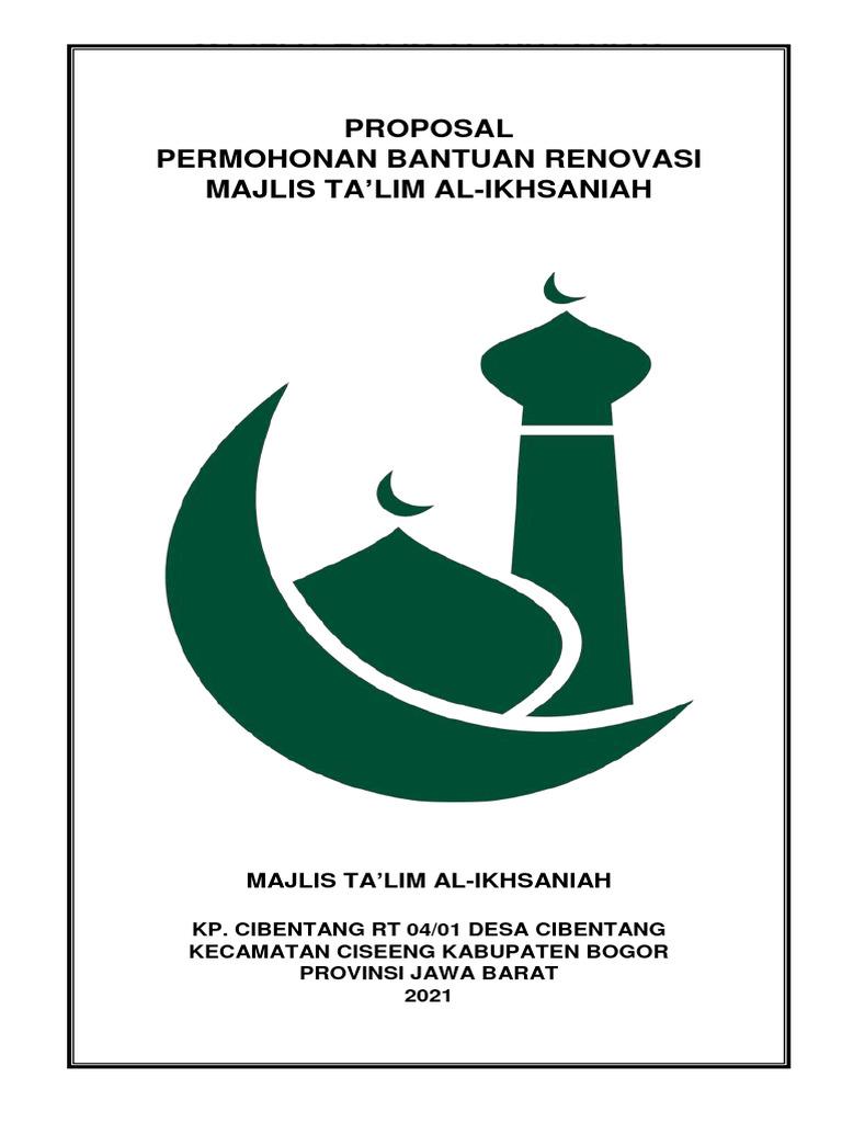 Proposal Renovasi Majlis Ta'lim Al-Ikhsaniah | PDF