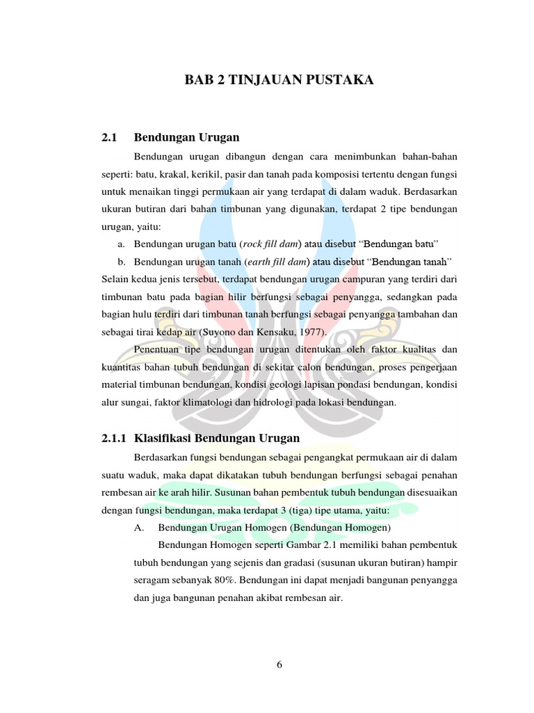 Klasifikasi dan Karakteristik Bendungan Urugan | PDF