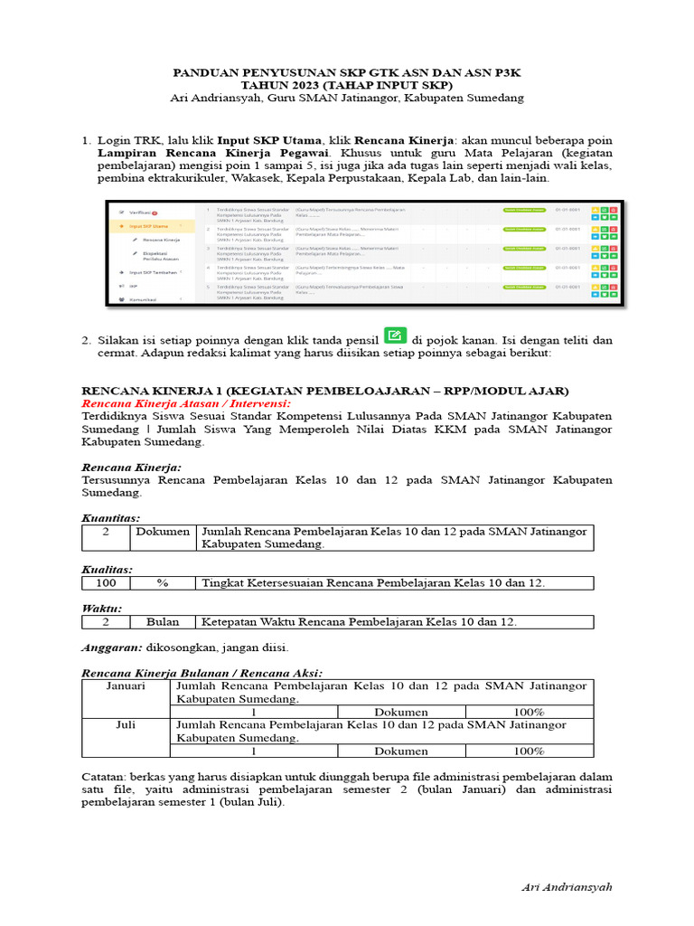 Panduan Penyusunan SKP GTK 2023 - Ari Andriansyah | PDF