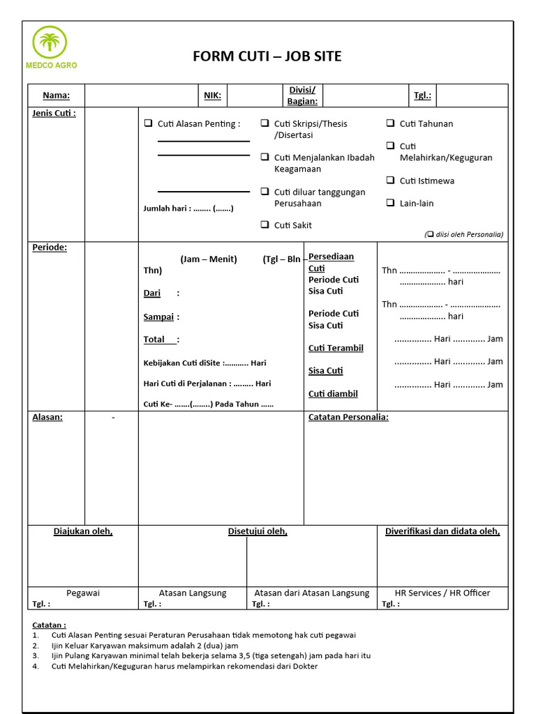 FORM Cuti New | PDF
