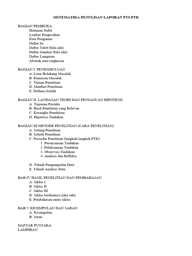 Sistematika Penulisan Laporan Pts | PDF