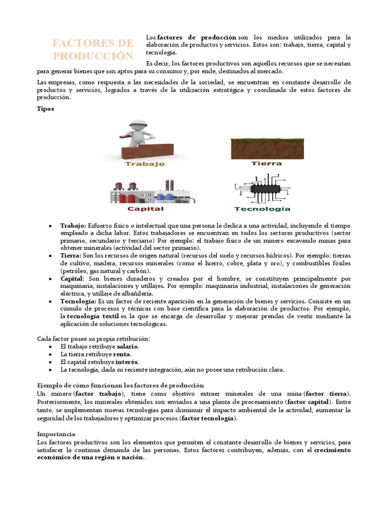 Factores de Producción y Ejemplos | PDF | Factores de producción | Minería