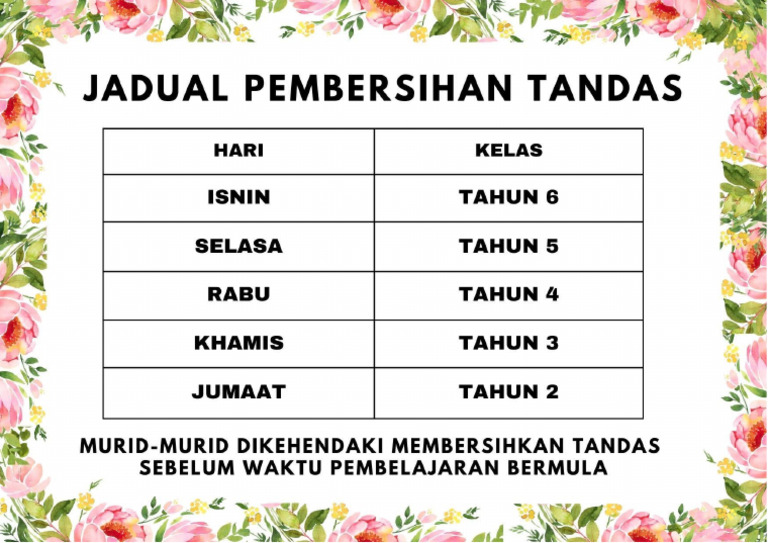 jadual tandas sekolah | PDF