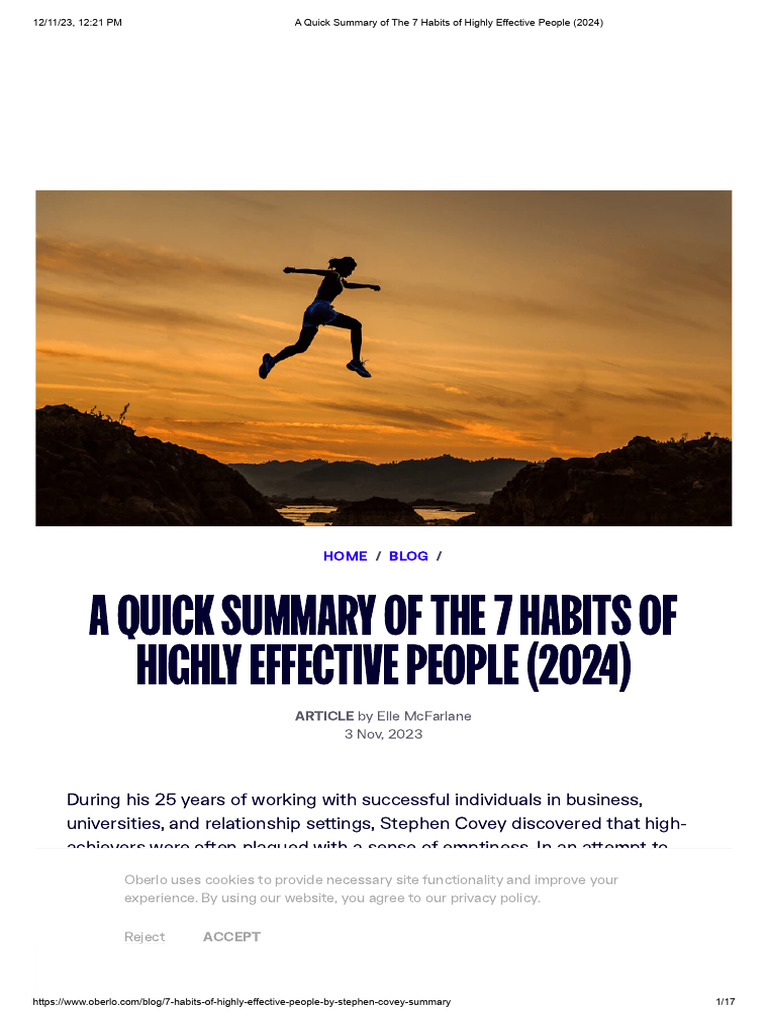 A Quick Summary of The 7 Habits of Highly Effective People (2024) | PDF ...
