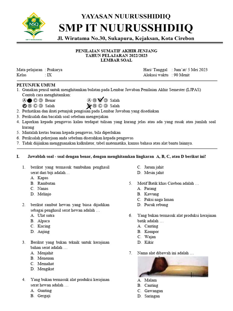Soal Prakarya Kelas IX | PDF