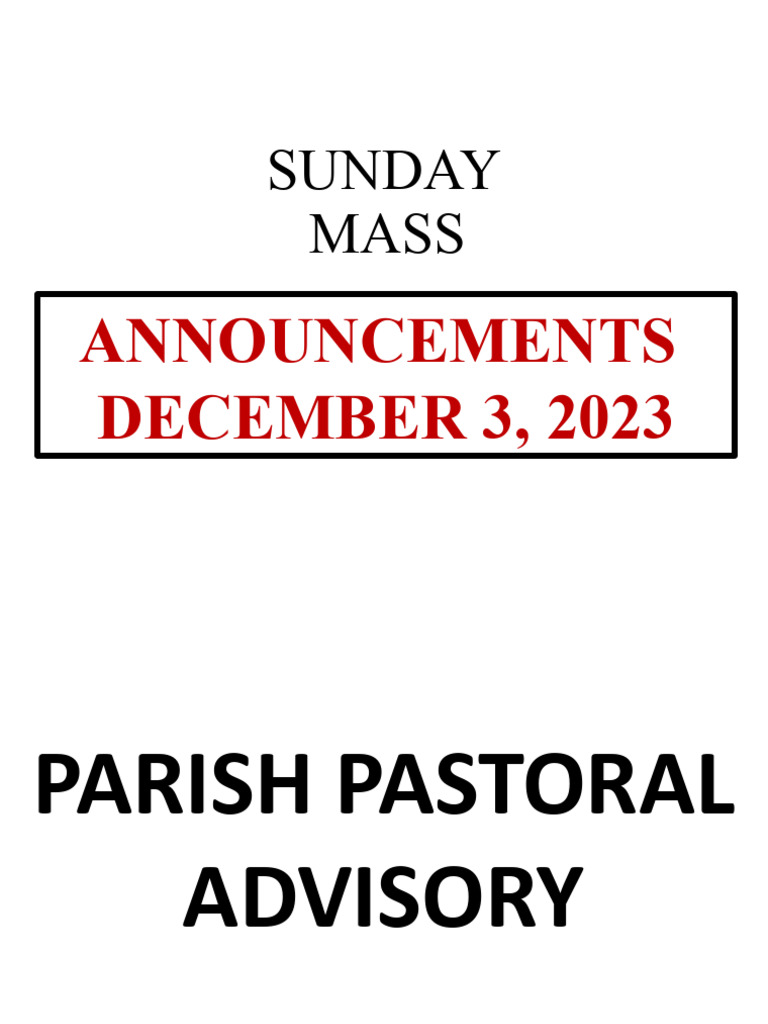 December 2023 Mass Schedule | PDF | Catholic Church | Religious Rituals