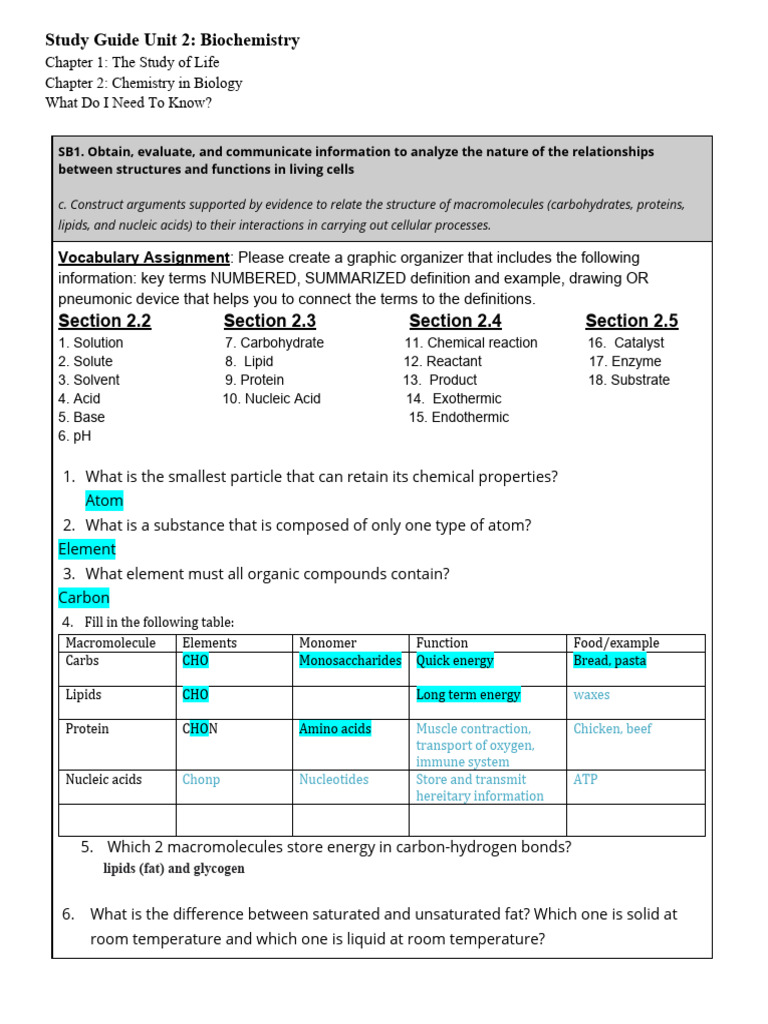Biochemistry Study Guide Unit 2 | PDF | Ph | Chemical Bond