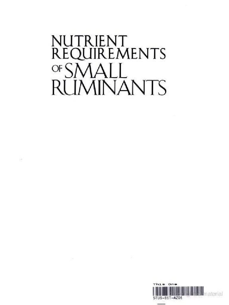 Nutrient Requirements of Small Ruminants Sheep Goats Cervids and New ...