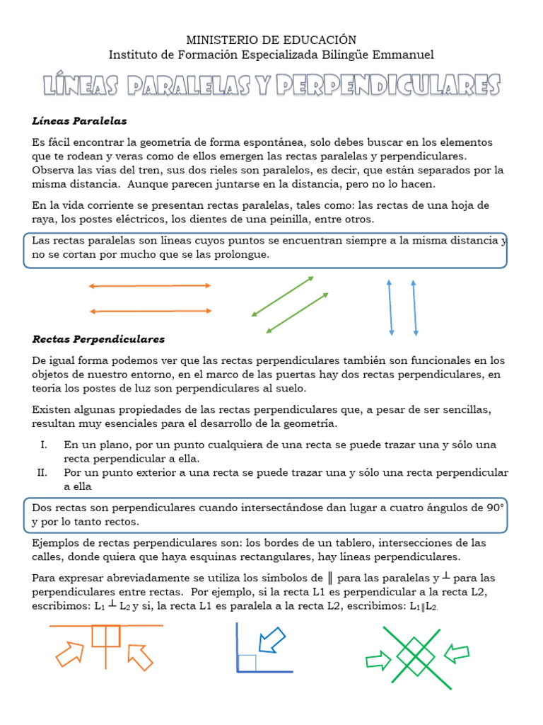 Líneas Perpendicuares | PDF | Perpendicular | Matemática Elemental