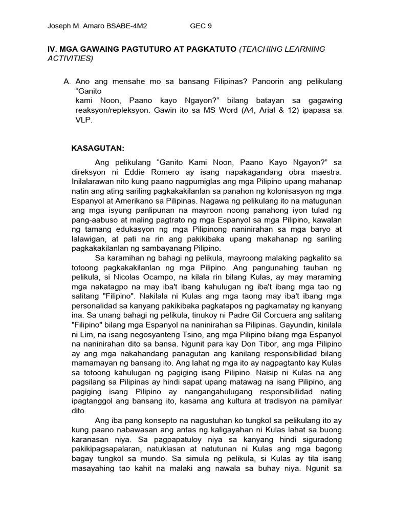 Teaching Learning Activities - Week 3 | PDF