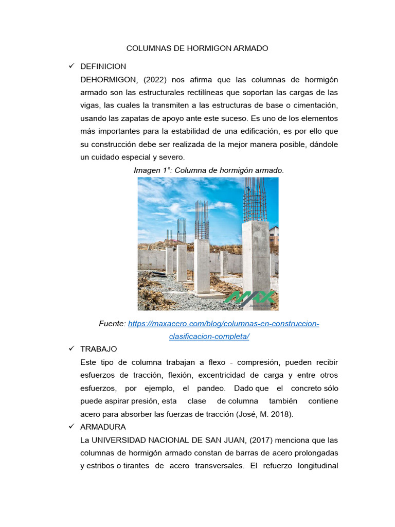 Columnas de Hormigón Armado: Definición y Tipos | PDF | Concreto ...