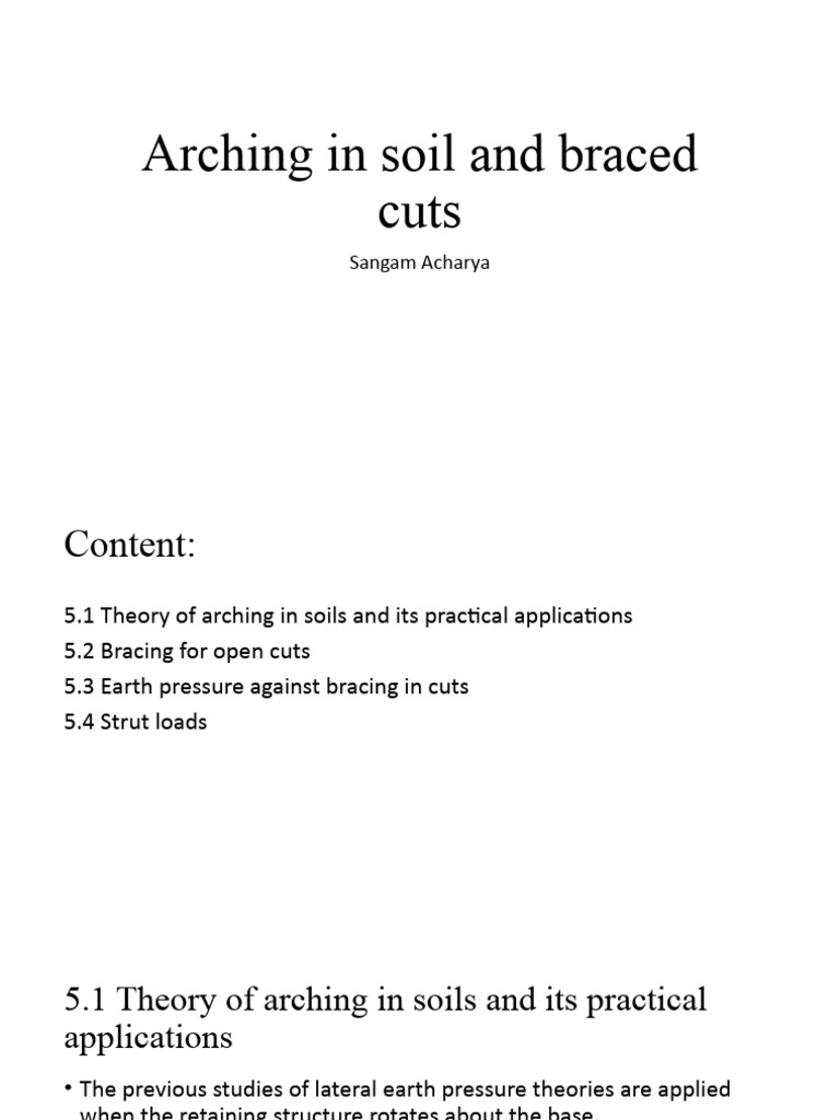 Soil Arching and Braced Cuts | PDF | Soil Mechanics | Deep Foundation