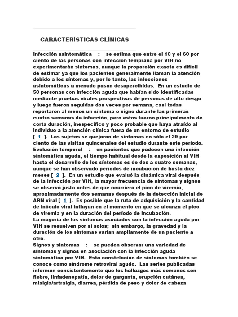 Infección Aguda por VIH: Síntomas y Evolución | PDF | VIH | Medicina CLINICA