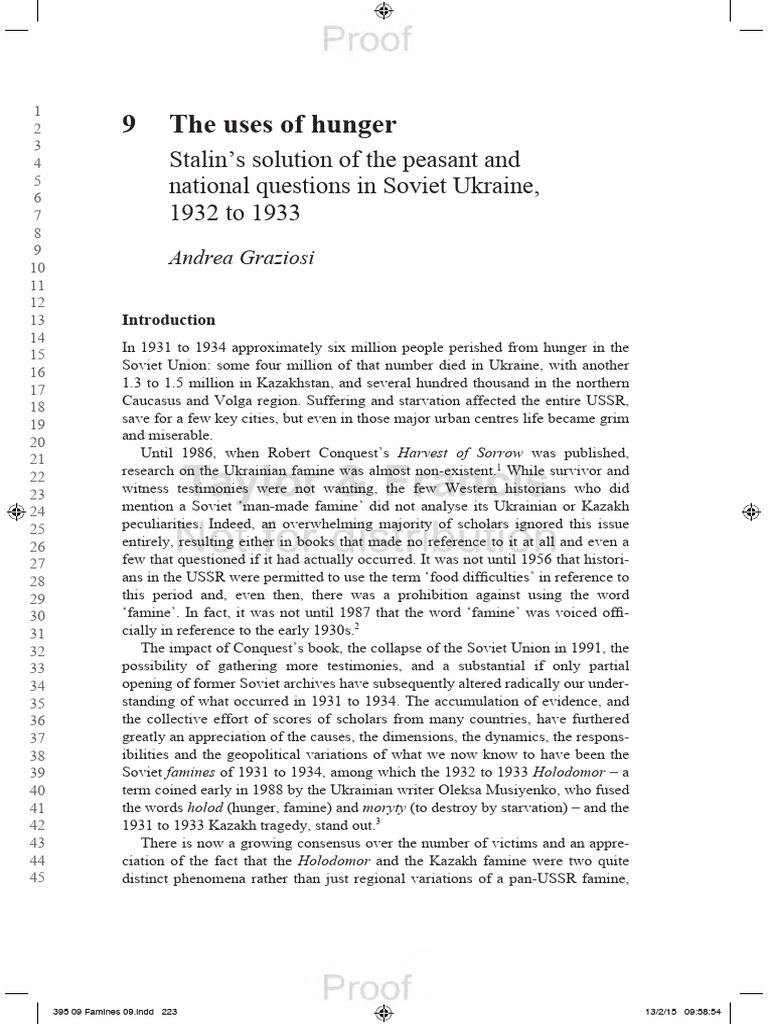 The Uses of Hunger Stalin S Solution of | PDF | Ukraine | Joseph Stalin