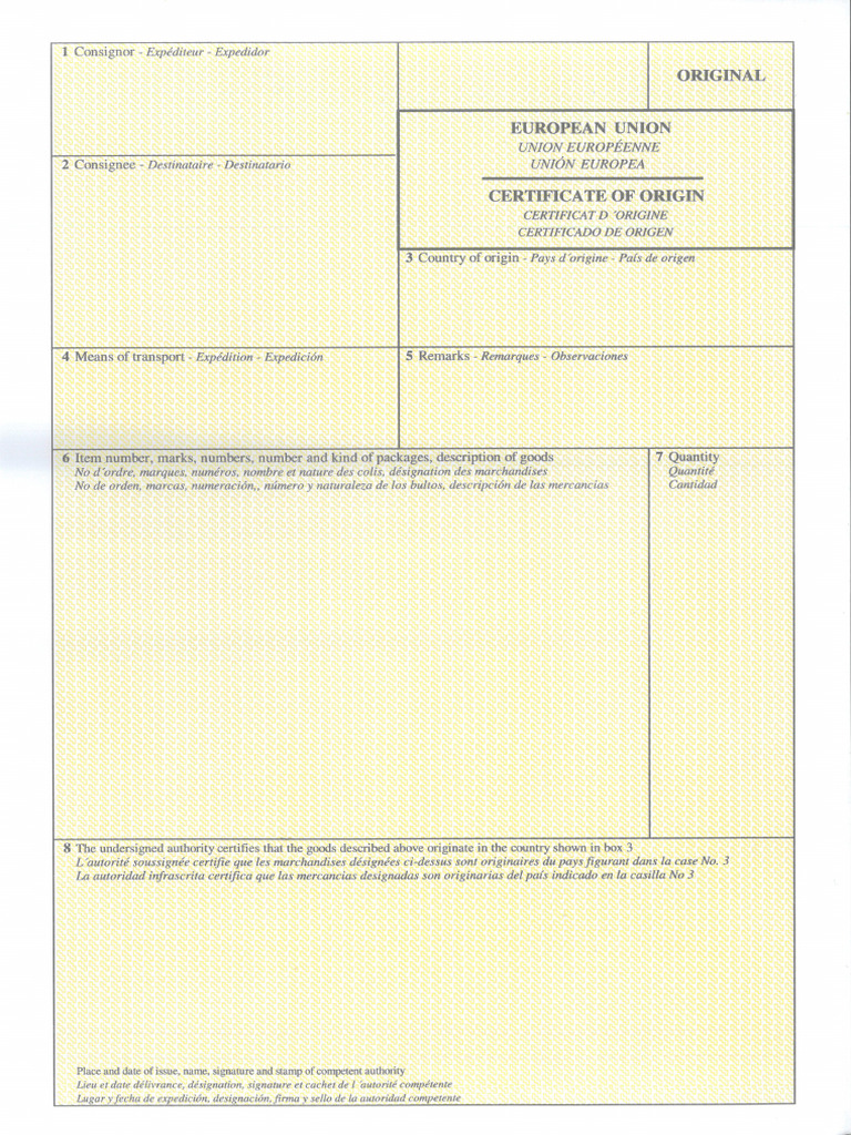 Certificate of Origin - CZ | PDF