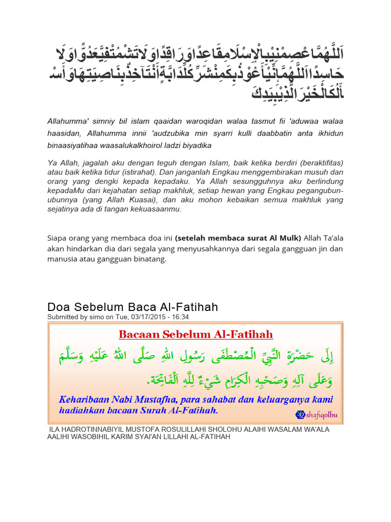 Doa Setelah Membaca Surah Al Mulk | PDF | Kesehatan Holistik | Agama ...