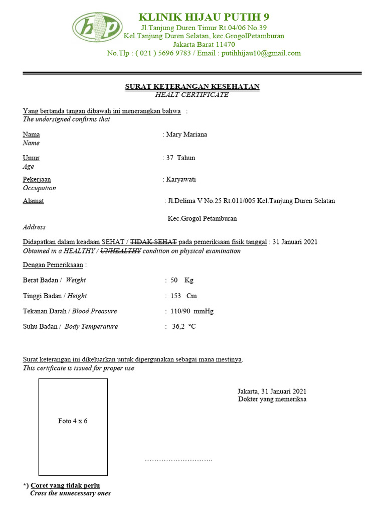 SKS BARU - Surat Keterangan Sakit. | PDF