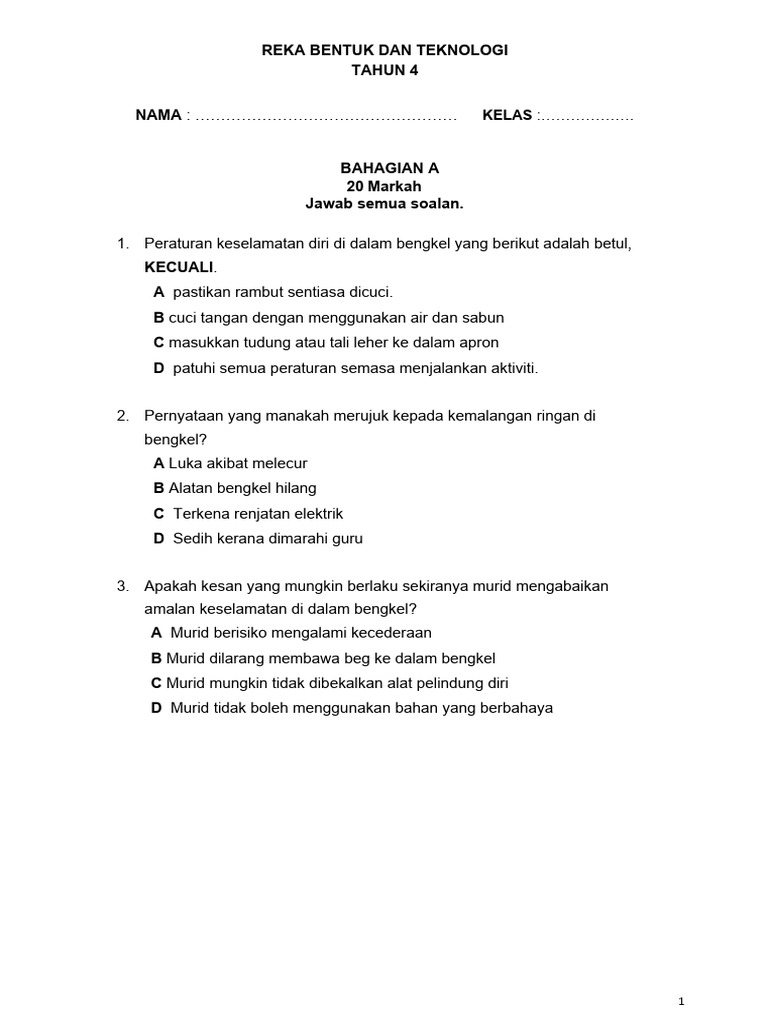 UASA RBT Tahun 4 | PDF