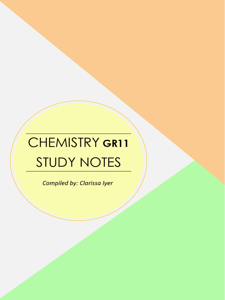 Grade 11 Chemistry Study Notes | PDF | Gases | Chemical Bond