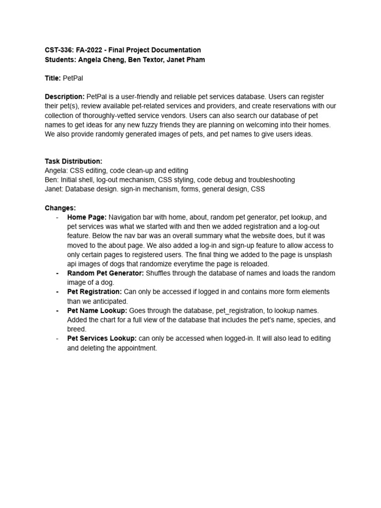 cst-336 Fa-2022 - Final Project Documentation | PDF | Databases | Internet & Web
