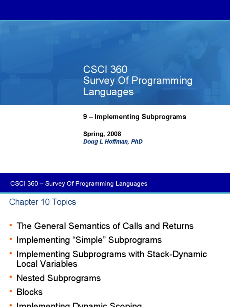 Csci 360 Implementing Subprograms Pdf Subroutine Variable Computer Science 
