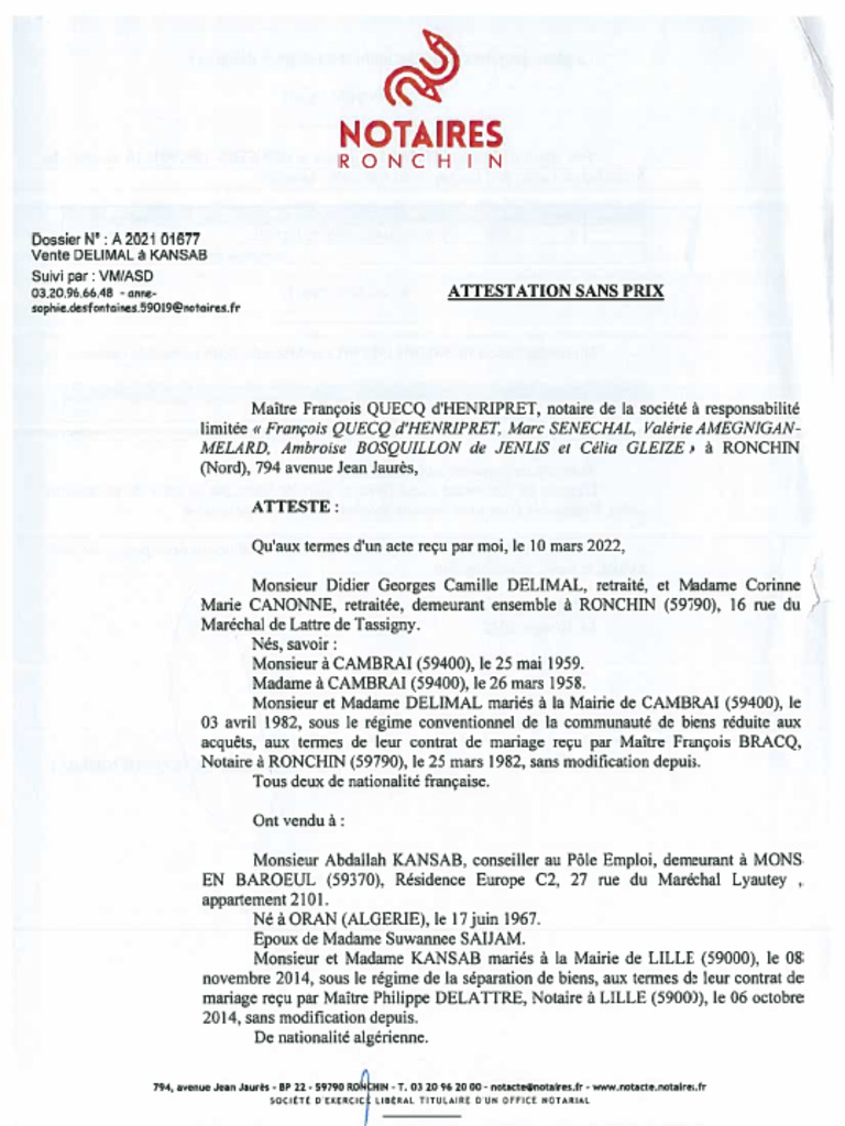 Attestation de Propriété Notarial | PDF Attestation de Propriété Notarial | PDF