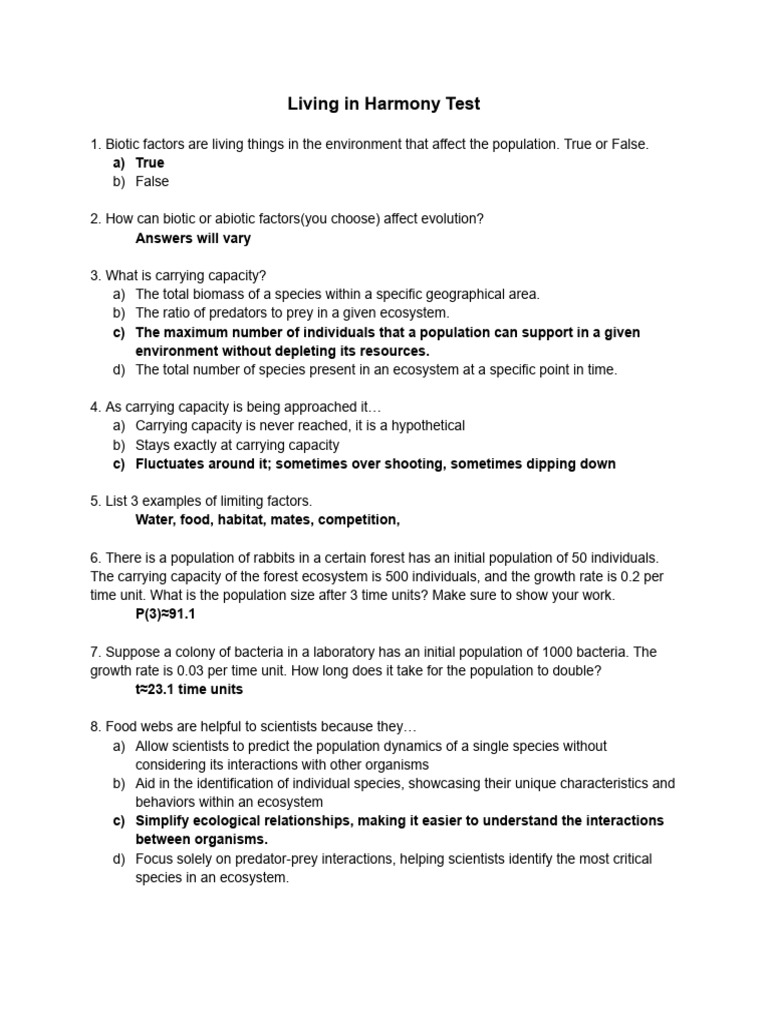 Living in Harmony Test | PDF | Ecosystem | Primary Production