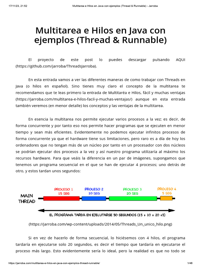 Multitarea e Hilos en Java Con Ejemplos (Thread & Runnable) - Jarroba | PDF | Cookie HTTP | Java ...