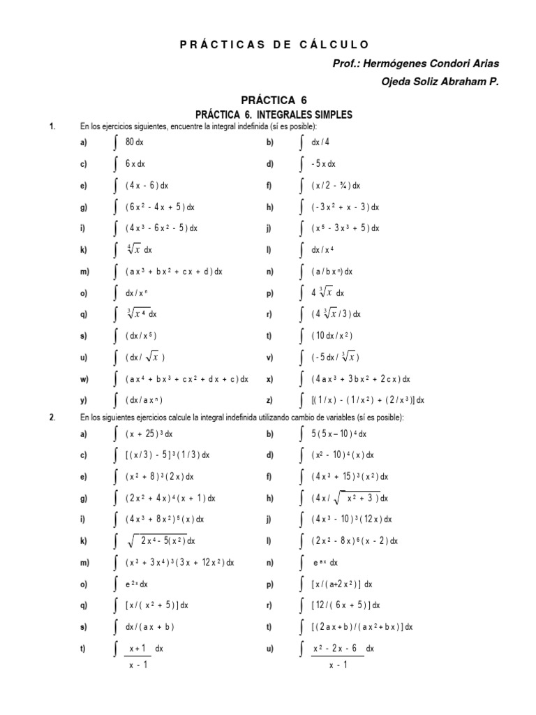 Integrales Simples | PDF | Integral | Lógica matemática