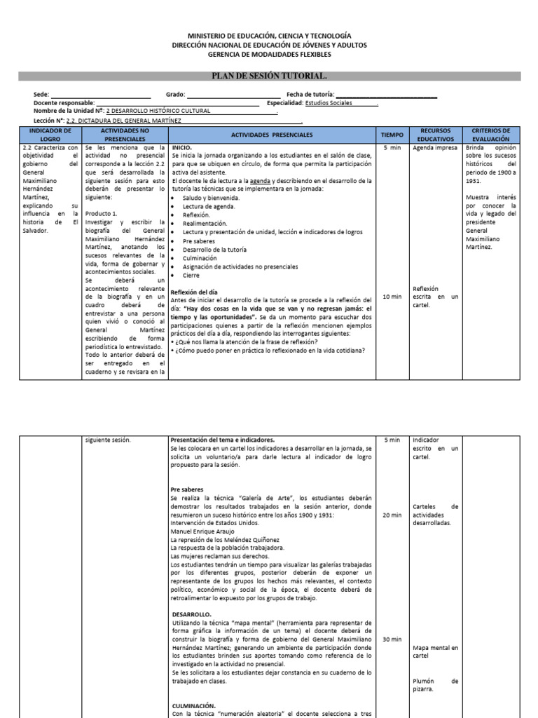 1.8 Ejemplo de Plan de Sesión | PDF