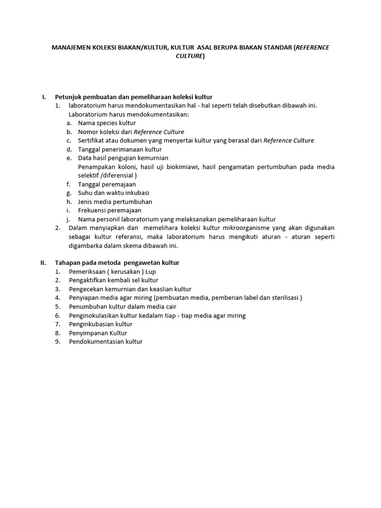 Manajemen Koleksi Biakan | PDF