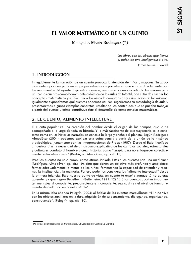 Cuentos como herramienta matemática | PDF | Aprendizaje | Cuentos