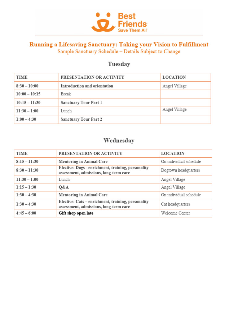 Sample RLS Schedule | PDF | Animal Welfare | Bioethics