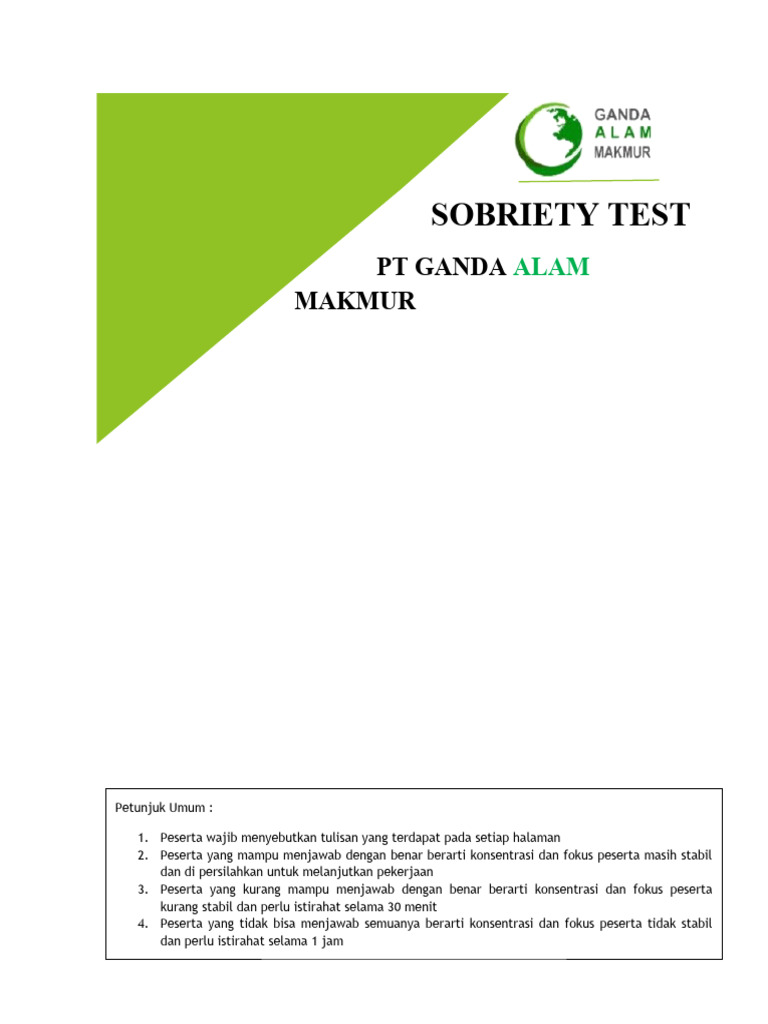 Sobriety Test | PDF | Karier & Perkembangan
