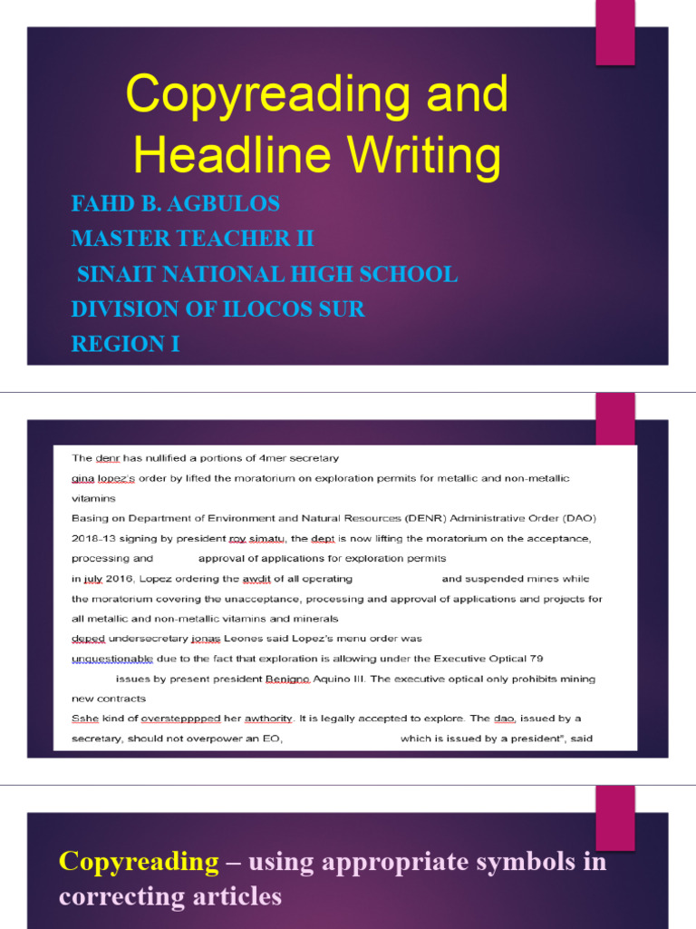 Copyreading and Headline Writing 1 | PDF | Avian Influenza | Comma