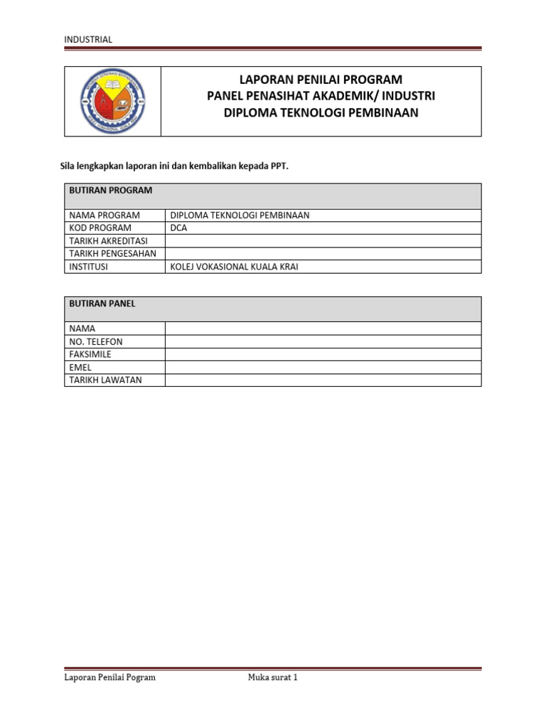 Borang Laporan Penilai Penasihat Program WTP | PDF