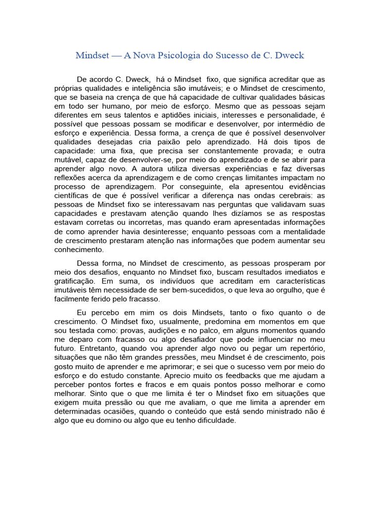 Mindset 2 | PDF | Aprendizado | Ciências comportamentais