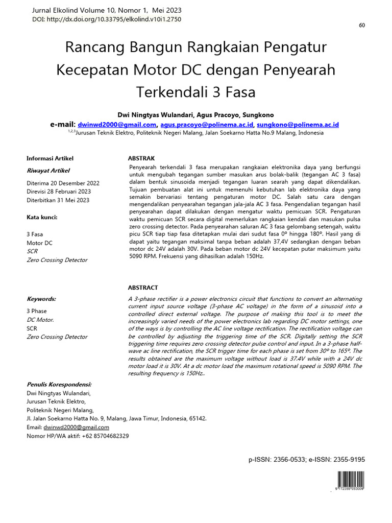 Rancang Bangun Rangkaian Pengatur Kecepatan Motor | PDF
