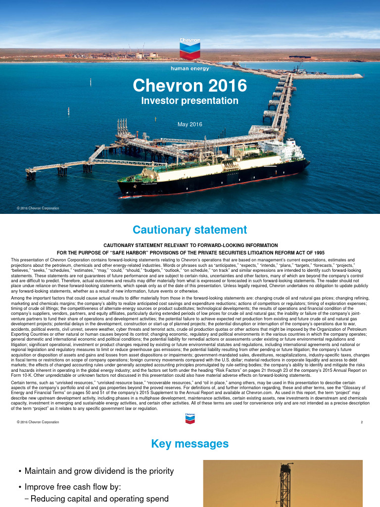 Investor Presentation May 2016 | PDF | Chevron Corporation | Petroleum