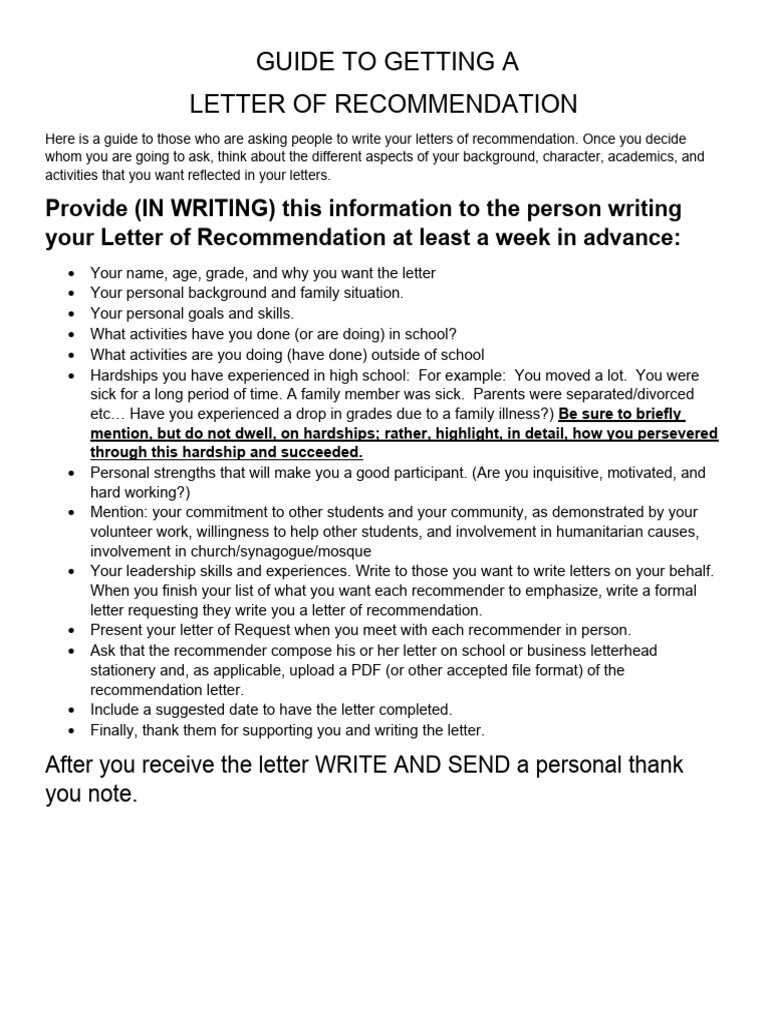 Guide To Requesting A Letter of Recommendation | PDF