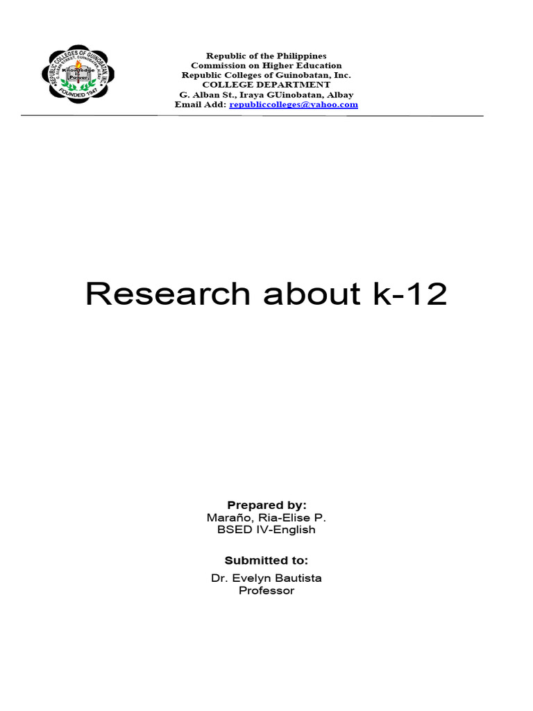 Research About k-12 | PDF | Curriculum
