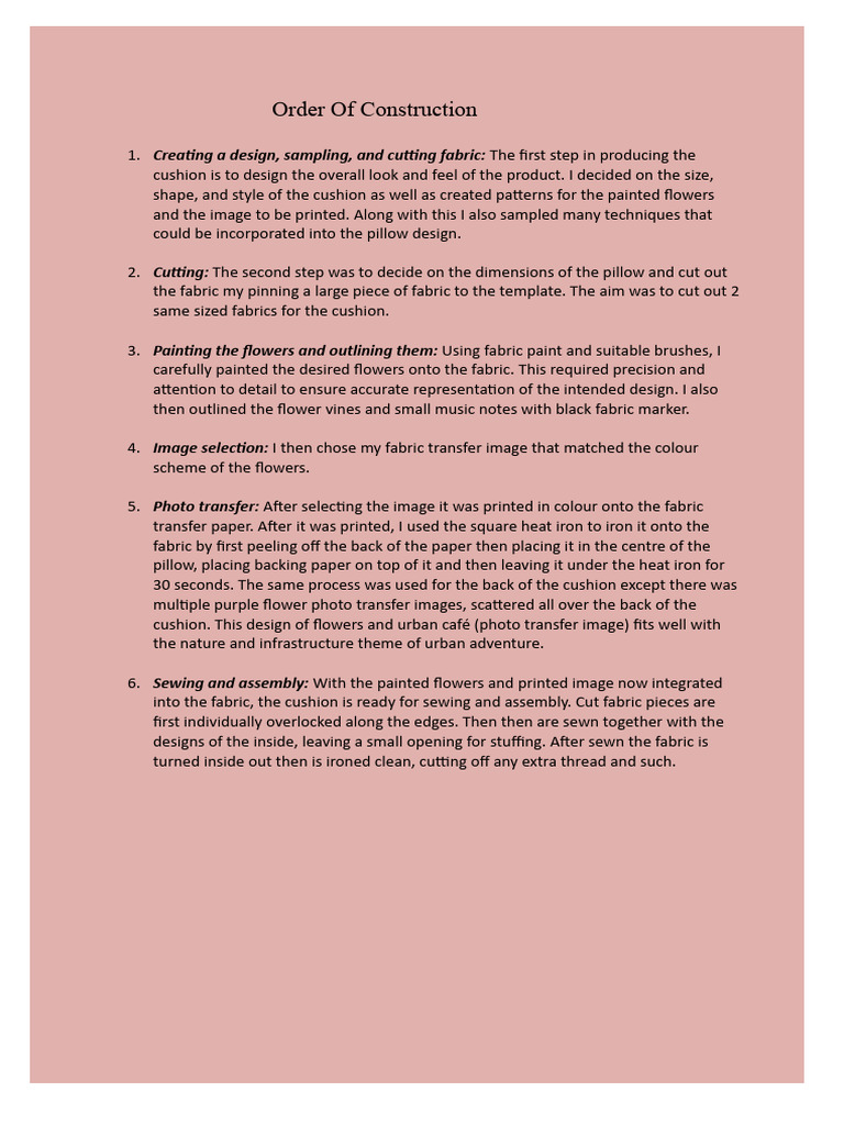 Order of Construction | PDF | Sewing | Seam (Sewing)