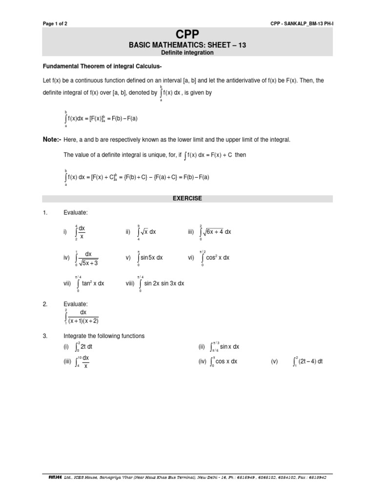 BC 13 | PDF | Integral | Mathematical Concepts
